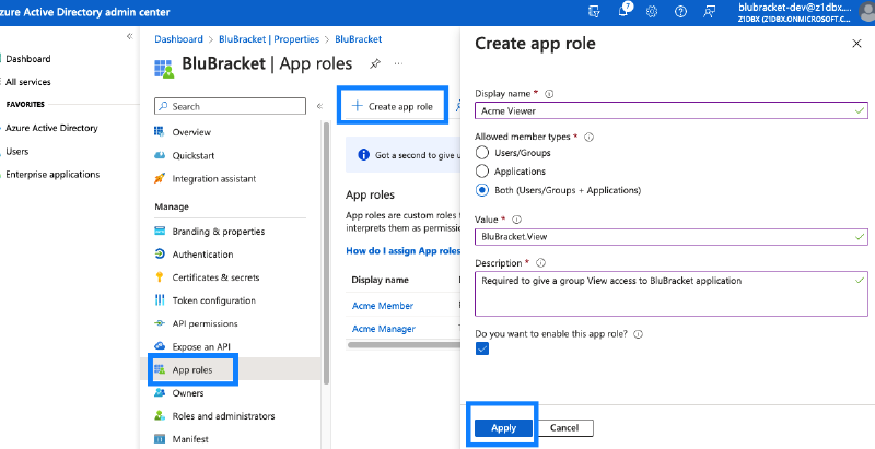 Setting Up The Saml Role On Azure Ad Blubracket Documentation