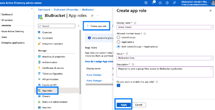 Setting Up The Saml Role On Azure Ad Blubracket Documentation
